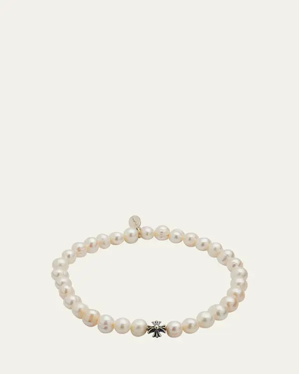 JAN LESLIE And Sterling Silver Stretch Bracelet - Pearl