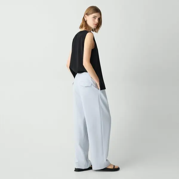 Theory Pleated Wide-leg Pants - Pearl Blue