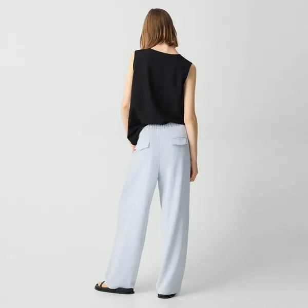 Theory Pleated Wide-leg Pants - Pearl Blue