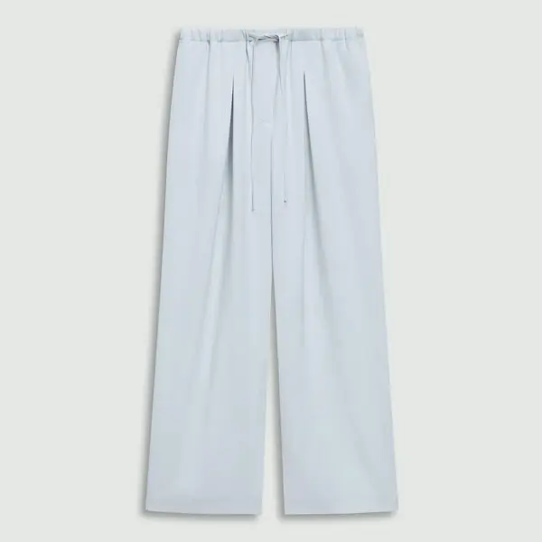 Theory Pleated Wide-leg Pants - Pearl Blue