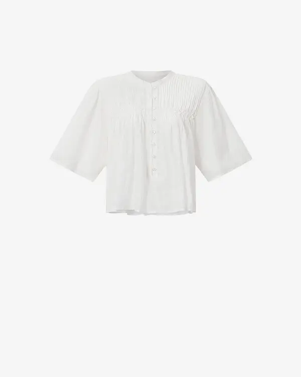 ETOILE Destiny Smocked Cotton Voile Top - White