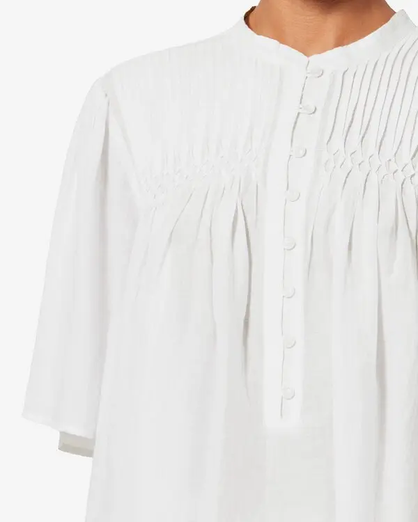 ETOILE Destiny Smocked Cotton Voile Top - White