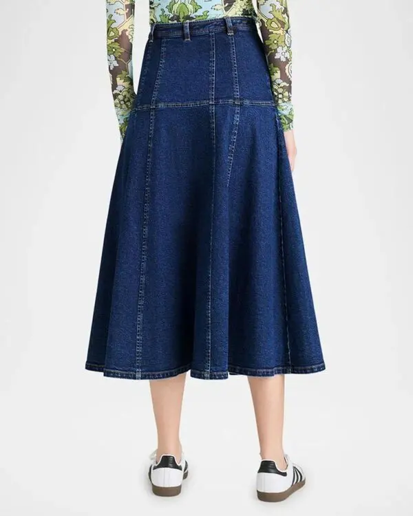 Cinq À Sept Veena Denim Midi Skirt - Oceane