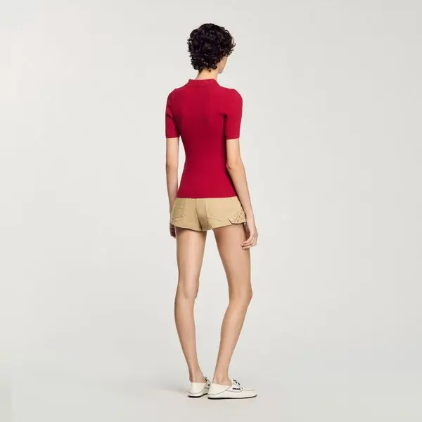 Sandro Rib Knit Polo Shirt