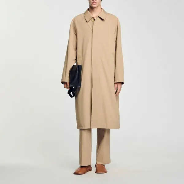 Sandro Oversized Long Coat - Sand