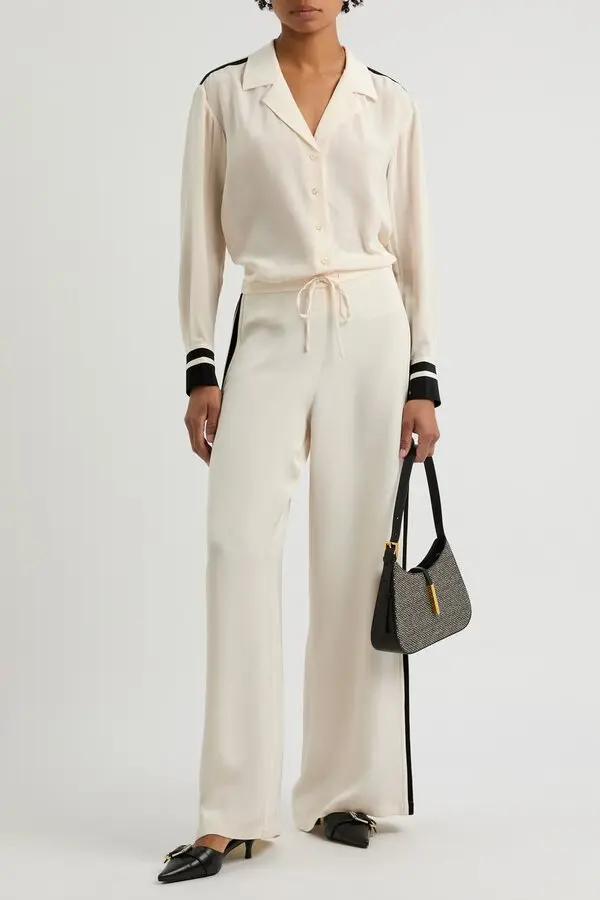 FRAME Striped Trim Silk Shirt