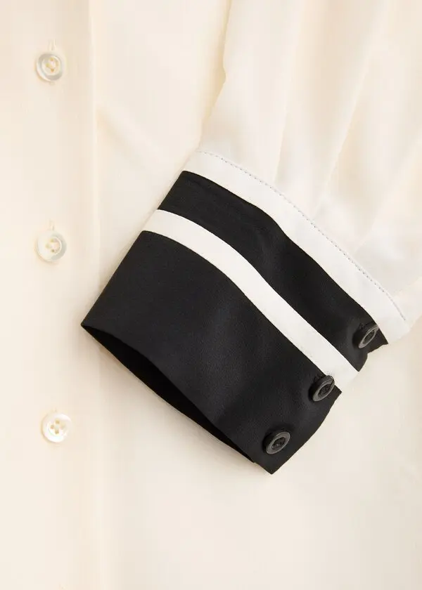 FRAME Striped Trim Silk Shirt