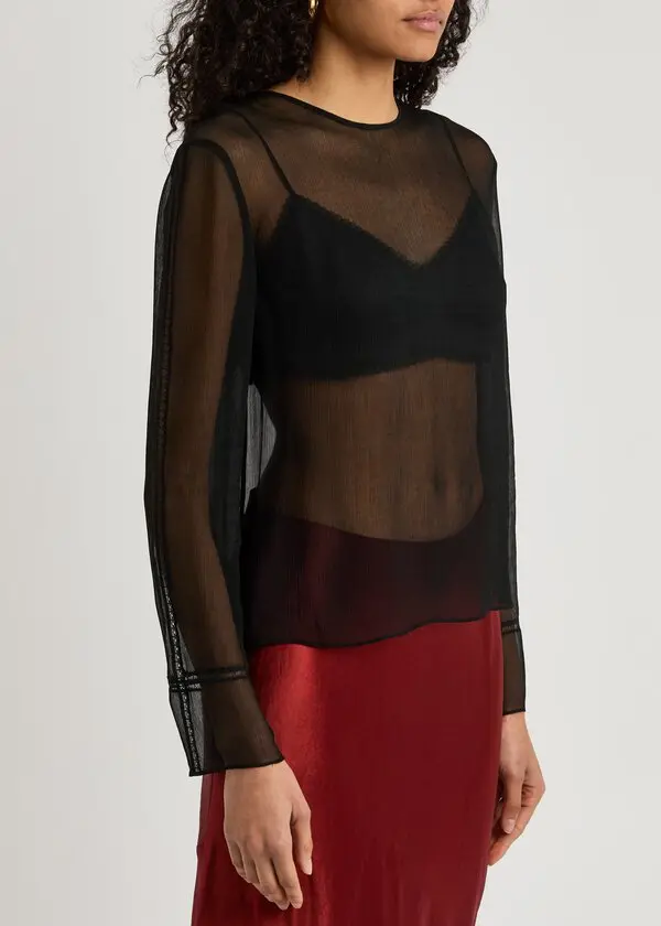 Vince Lace-trimmed Chiffon Top
