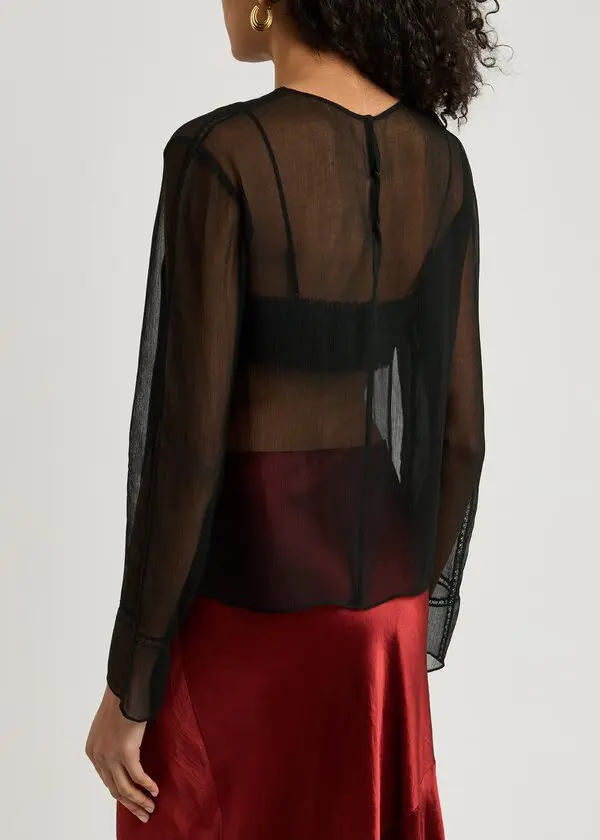 Vince Lace-trimmed Chiffon Top