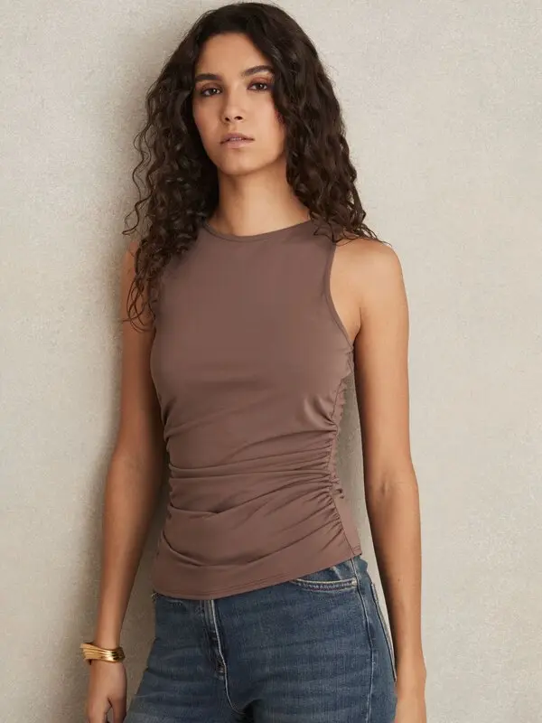 REISS Madelynne Ruched-side Jersey Top