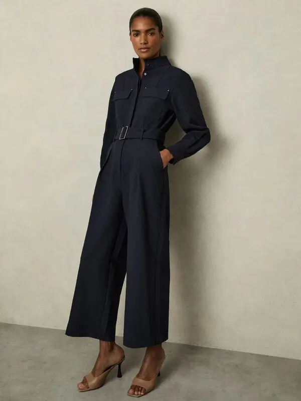 REISS Kaia Tailored Utility Jumpsuit - Navy