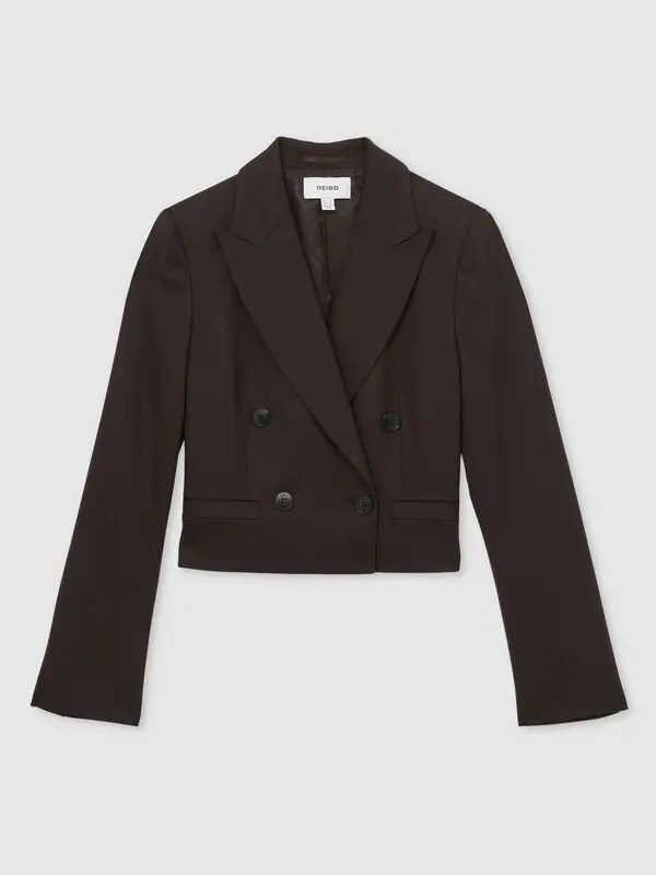 REISS Orianna Double-breasted Cropped Blazer