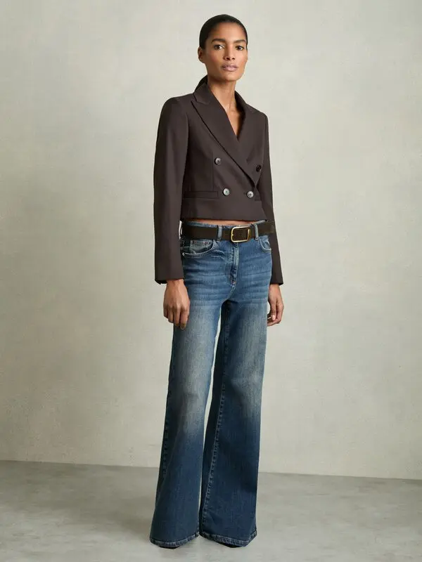 REISS Orianna Double-breasted Cropped Blazer