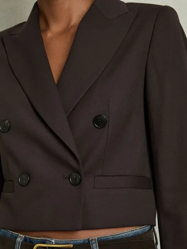 REISS Orianna Double-breasted Cropped Blazer