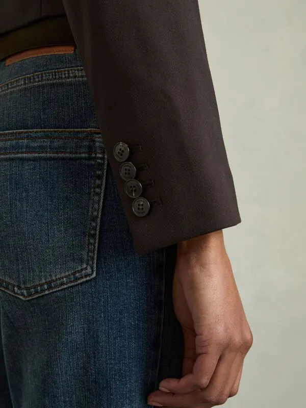 REISS Orianna Double-breasted Cropped Blazer