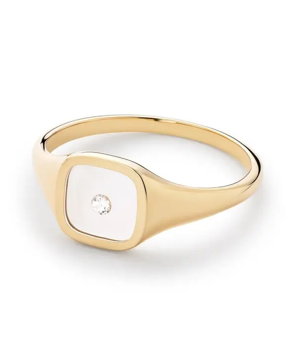 ANA LUISA Solid Signet Ring With Lab-grown Diamond