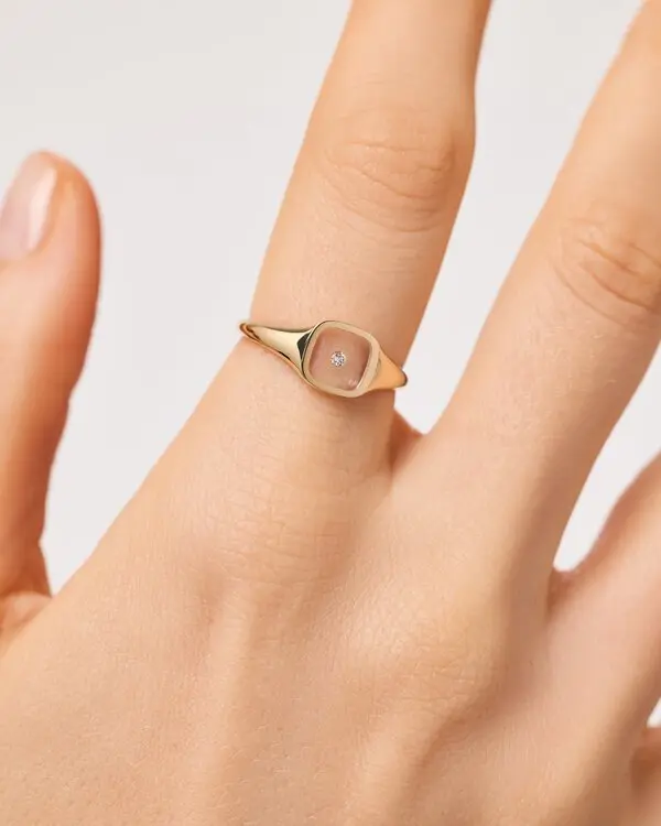 ANA LUISA Solid Signet Ring With Lab-grown Diamond