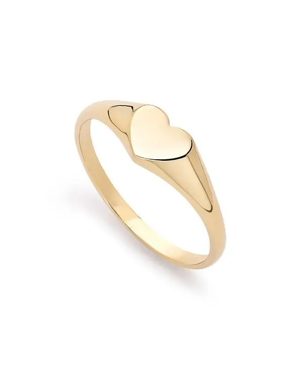 ANA LUISA Solid Heart Signet Ring - Gold