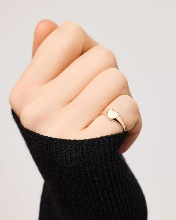 ANA LUISA Solid Heart Signet Ring