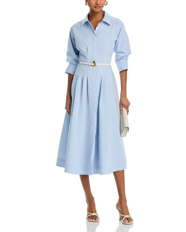 Simkhai Jazz Poplin Pintuck Midi Shirt Dress - Periwinkle