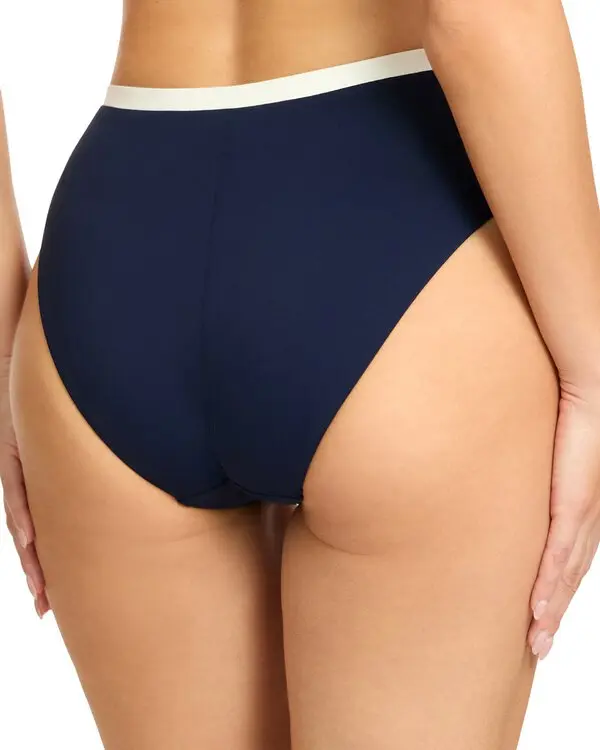 Robin Piccone Tierna High Waist Bikini Bottom - Navy/cream
