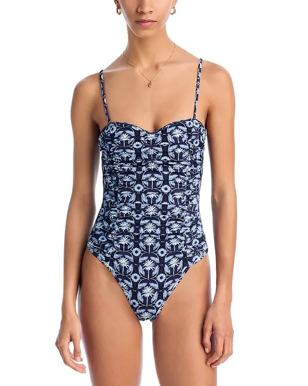 Aqua Ruched One Piece Swimsuit Exclusive - Navy/sky
