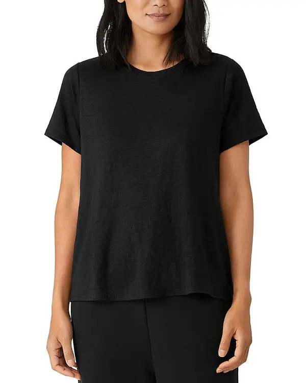 Eileen Fisher Round Neck Tee - Black