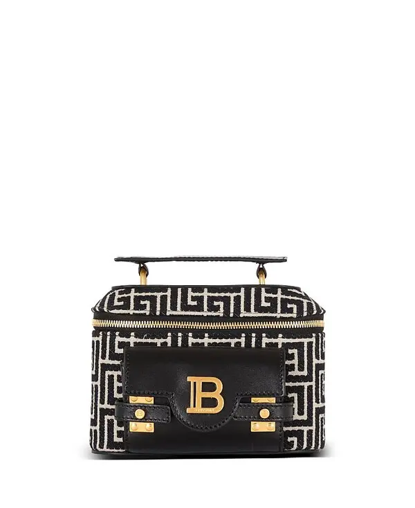 Balmain B-buzz Vanity In Monogram Jacquard - Black