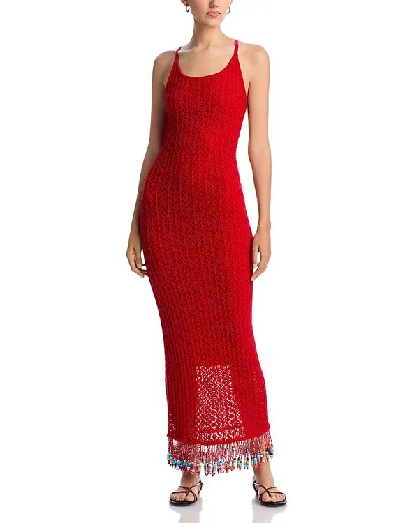 CAPITTANA Ali Beads Dress Swim Cover-up Exclusive - Red