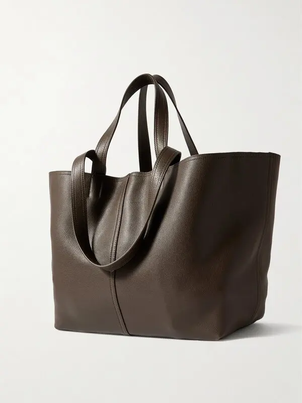 Ami Textured-leather Tote - Brown