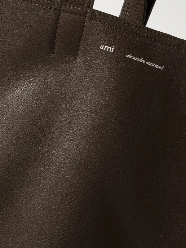 Ami Textured-leather Tote - Brown