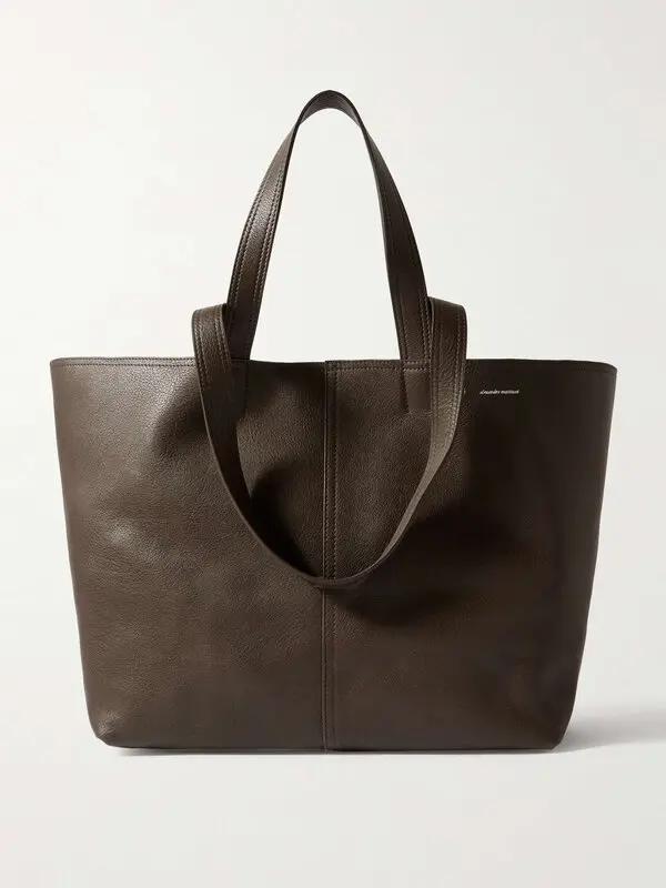 Ami Textured-leather Tote - Brown