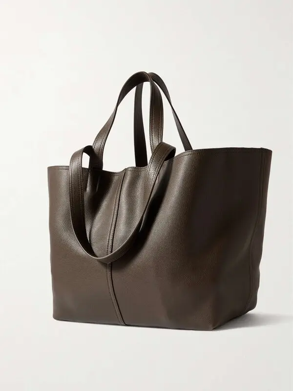 Ami Textured-leather Tote - Brown