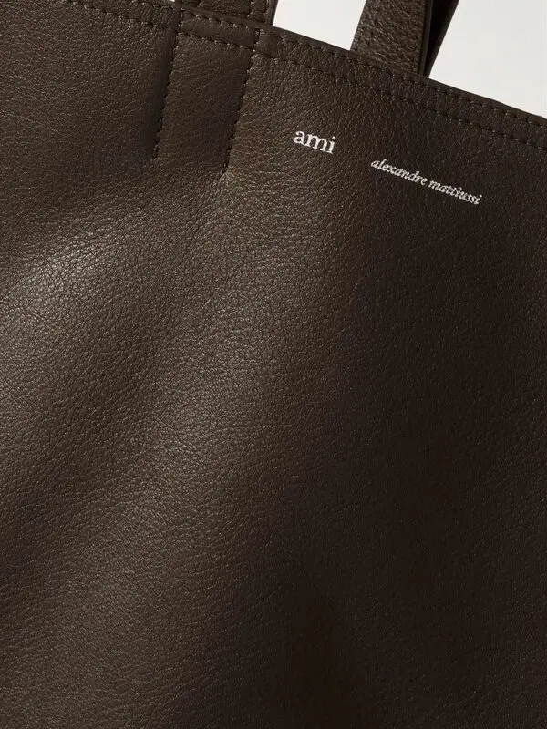 Ami Textured-leather Tote - Brown