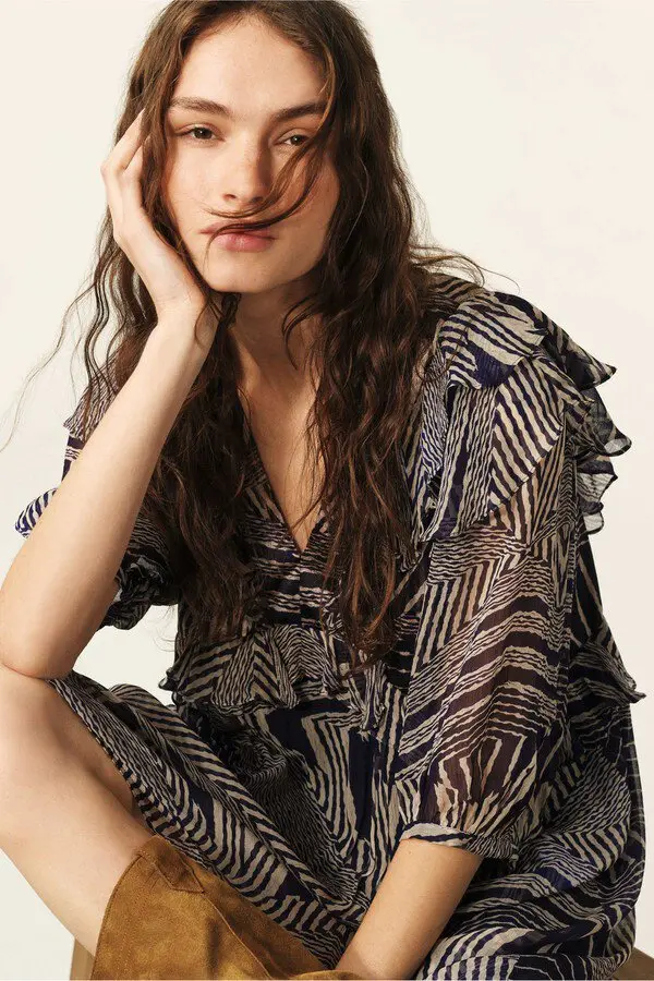 Ba&sh Acacia Frilly Dress - Blue