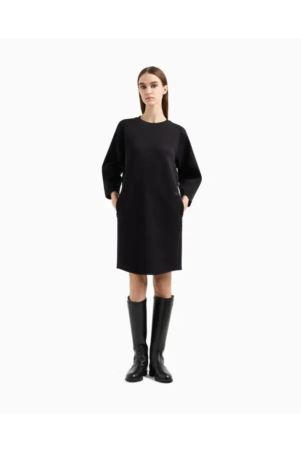 Emporio Armani Double-Jersey Drawstring Dress In Black - 50% Off |  Editorialist