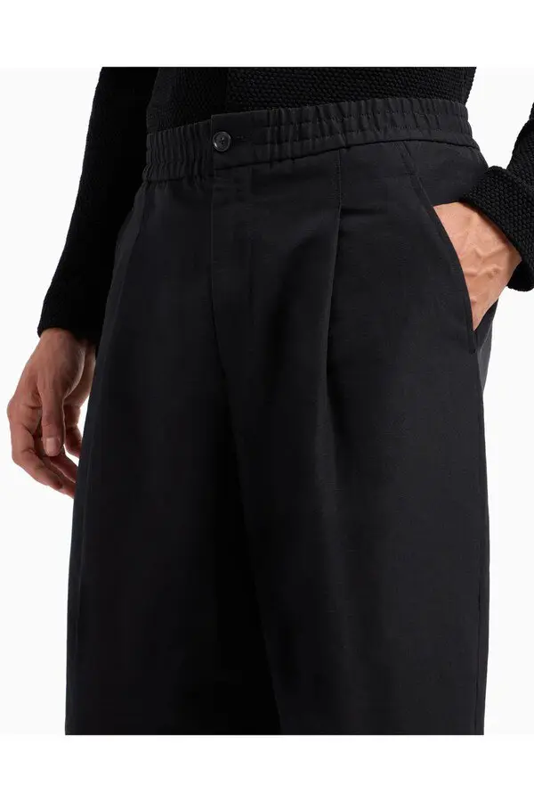 Giorgio Armani Single-pleat Cotton And Linen Trousers