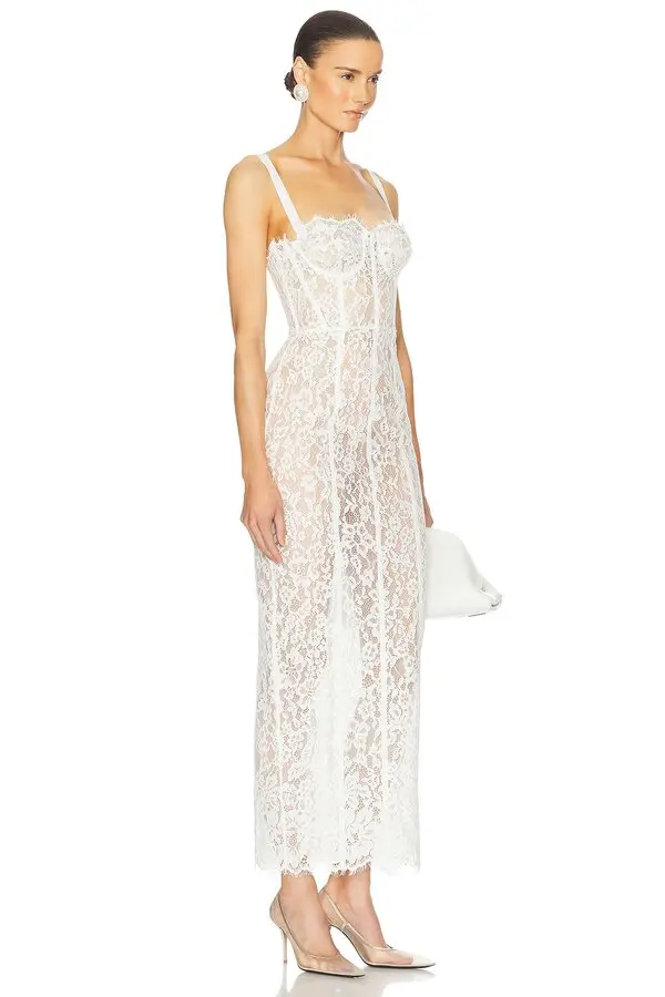 HELSA The Lace Column Dress - White