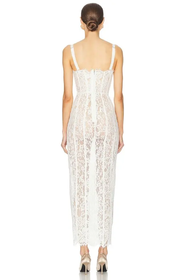 HELSA The Lace Column Dress - White