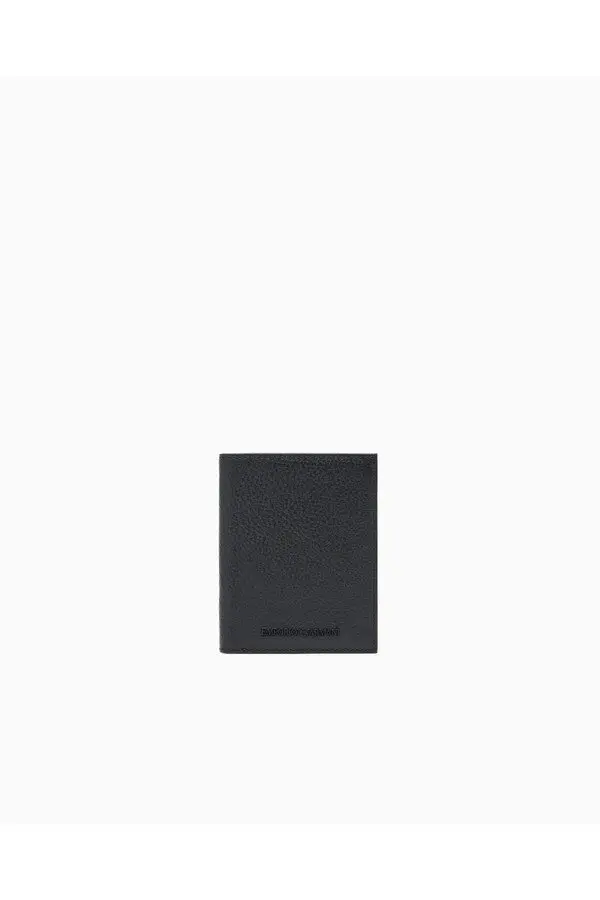 Emporio Armani Tumbled Leather Card Holder - Black
