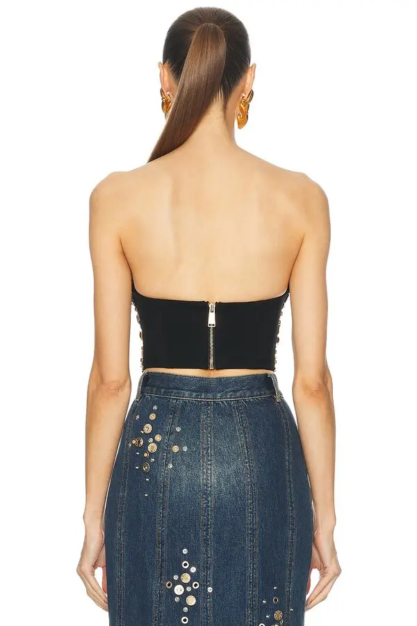 AREA Crystal Embellished Bustier Top