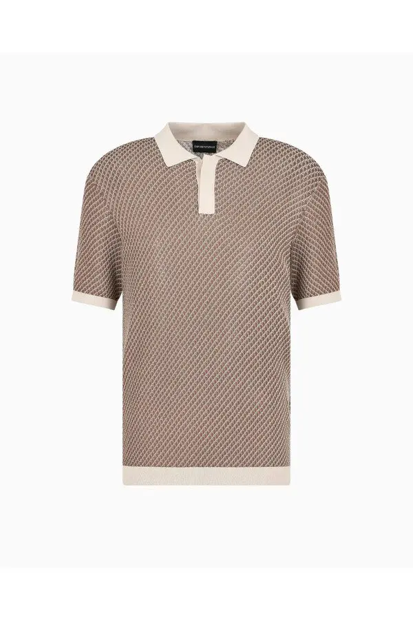 Emporio Armani Micro-pattern Jacquard Jumper - Natural
