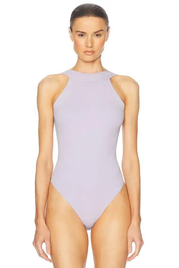 Helsa Jolene Knit Bodysuit - Purple Heather