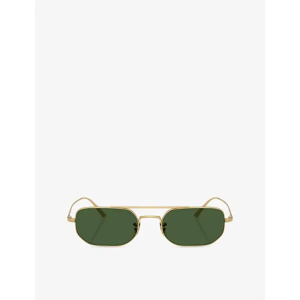 Oliver Spencer Angular-frame Steel Sunglasses - Gold