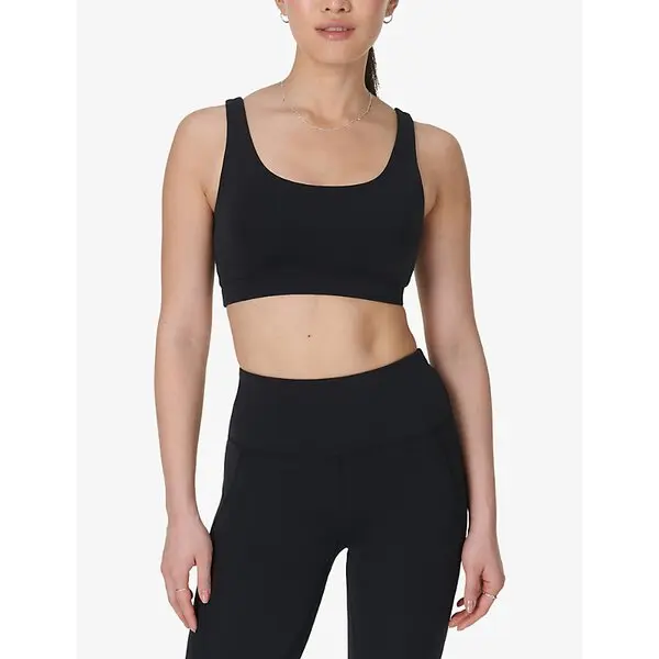 Sweaty Betty All Day Scoop-neck Stretch-woven Bralette - Black
