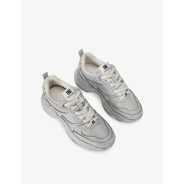 Kurt Geiger Luster Crystal-Embellished Low-Top Trainers Silver