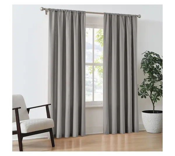 BROOKLYN LOOM Solid Cotton Percale 50x84 Window Curtain Pair