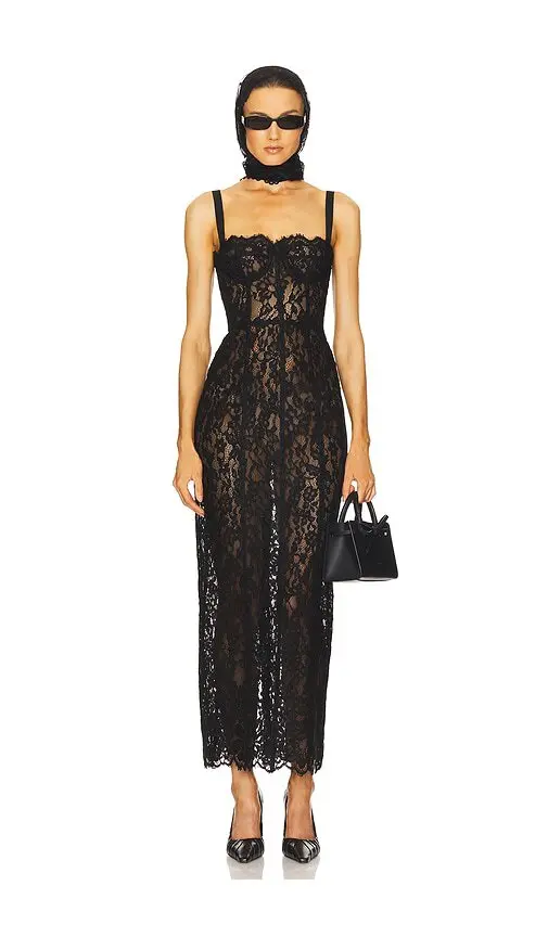 HELSA The Lace Column Dress - Black