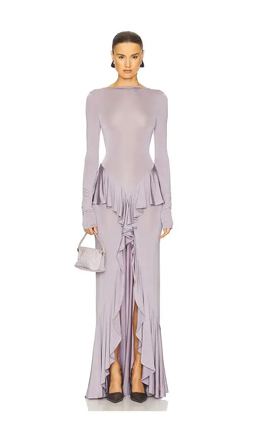 HELSA Amala Jersey Gown With Ruffle Accents