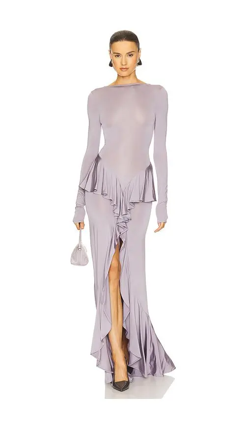 HELSA Amala Jersey Gown With Ruffle Accents
